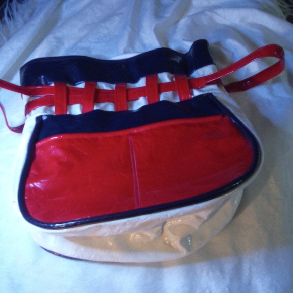 no brand | Bags | Vintage Vinyl Purse 96s70s Red White And Blue | Poshmark